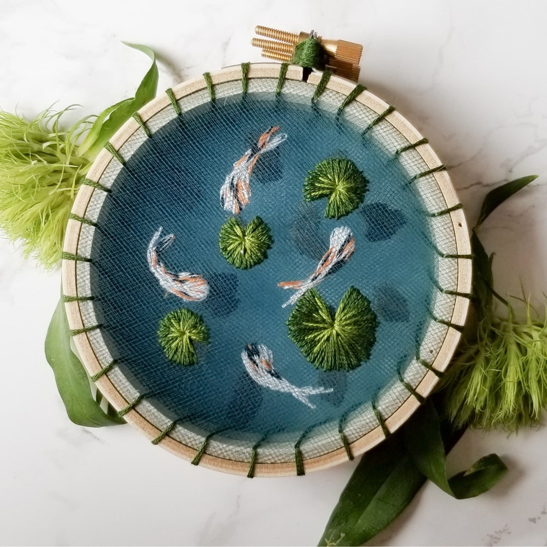 3D Layered Koi Pond Embroidery - Etsy