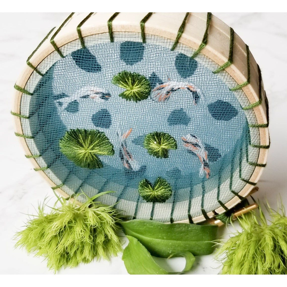 3D Layered Koi Pond Embroidery | Etsy