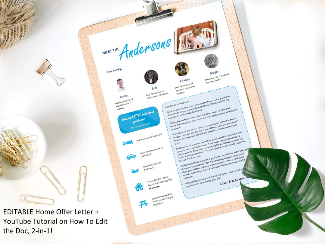 EDITABLE Home Offer Letter Template for Microsoft Word + VIDEO Tutorial ...
