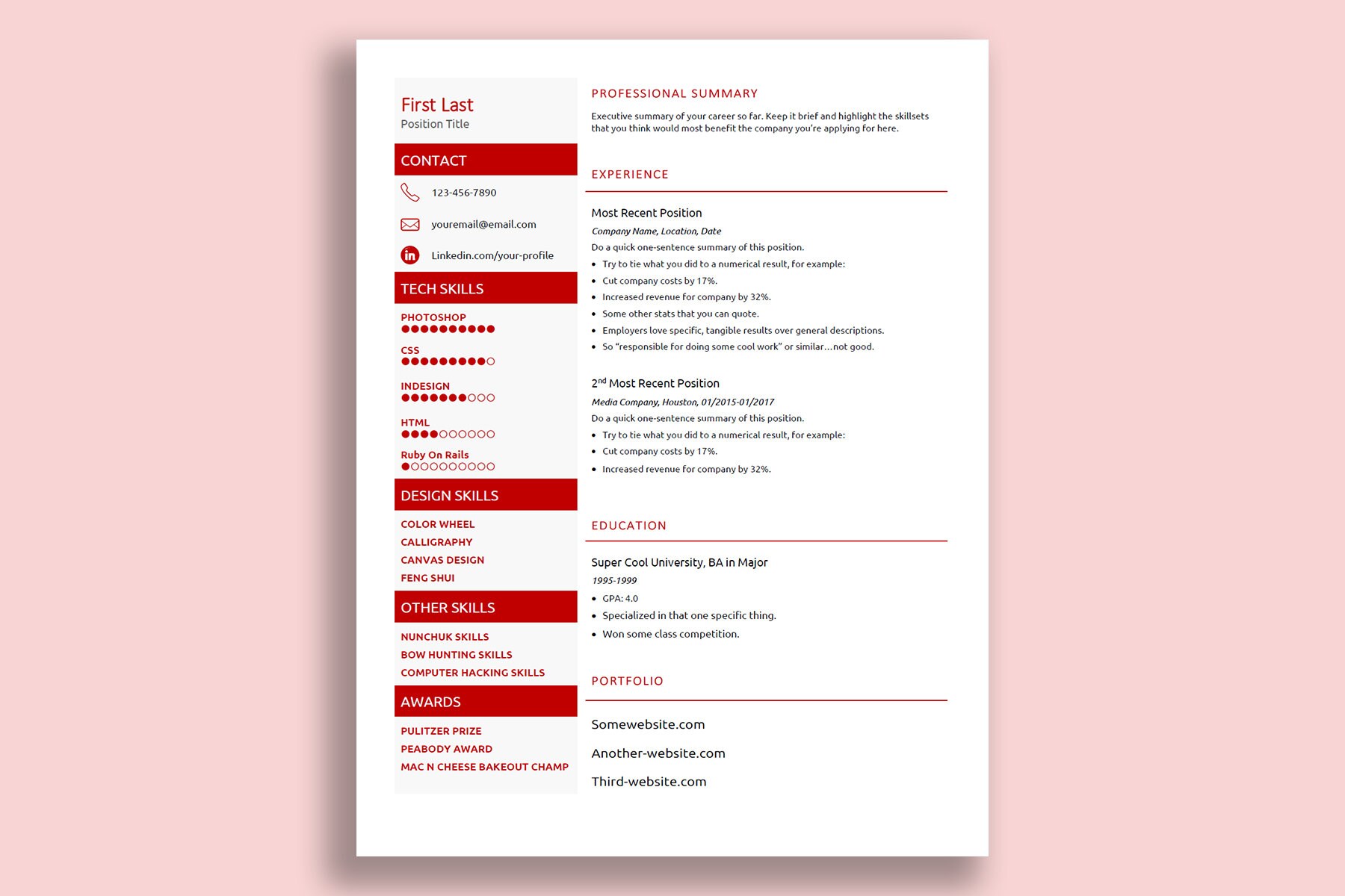 Bold Creative Resume Template / Modern CV Template to Edit in Word ...