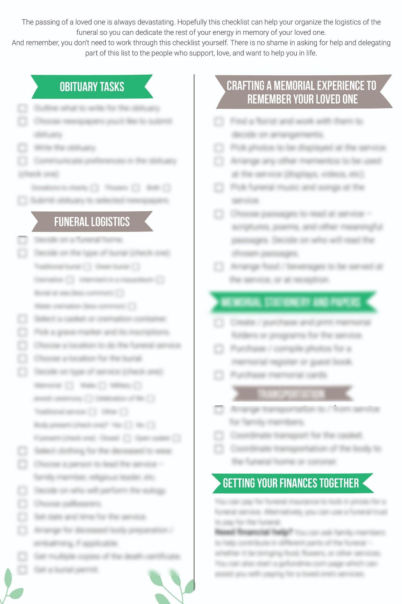 Funeral Checklist - Printable Templated PDF + EDITABLE Word Doc - Etsy ...