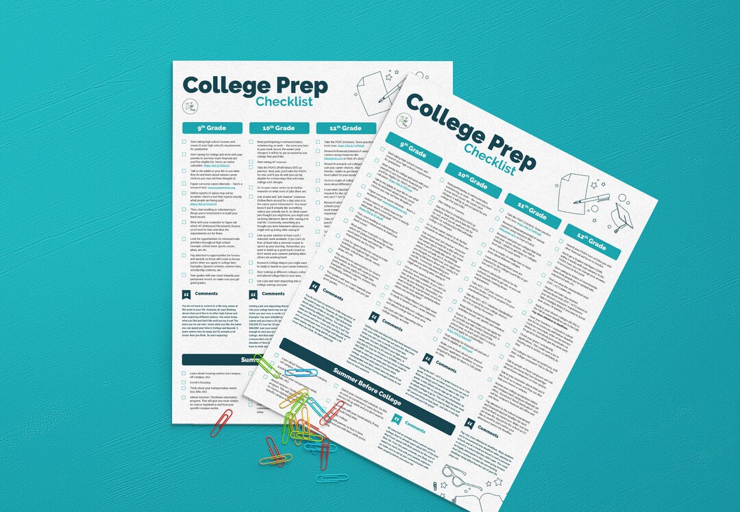 Simple College Prep Checklist for High Schoolers (PRINTABLE) + EDITABLE ...