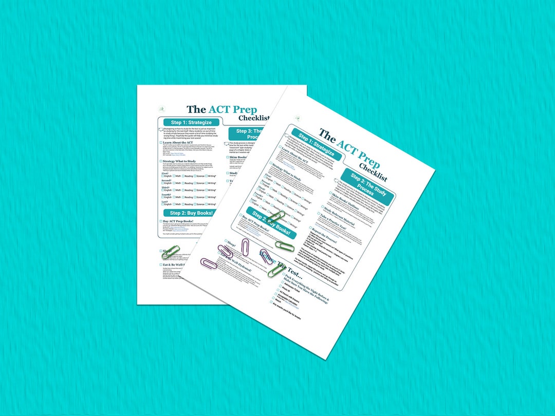 ACT Prep Checklist | Includes Tips for Successful Testing and Studying ...
