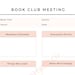 Book Club Meeting Notes Digital Template, Minimalistic, Printable ...