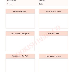 Book Club Bundle Notes Digital Template, Minimalistic, Printable ...