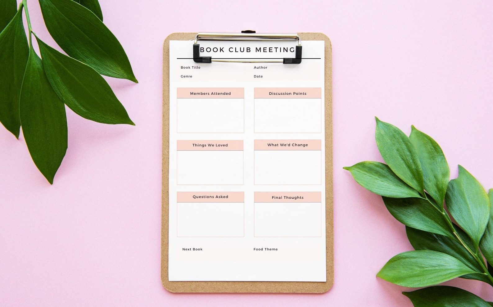Book Club Meeting Notes Digital Template, Minimalistic, Printable ...