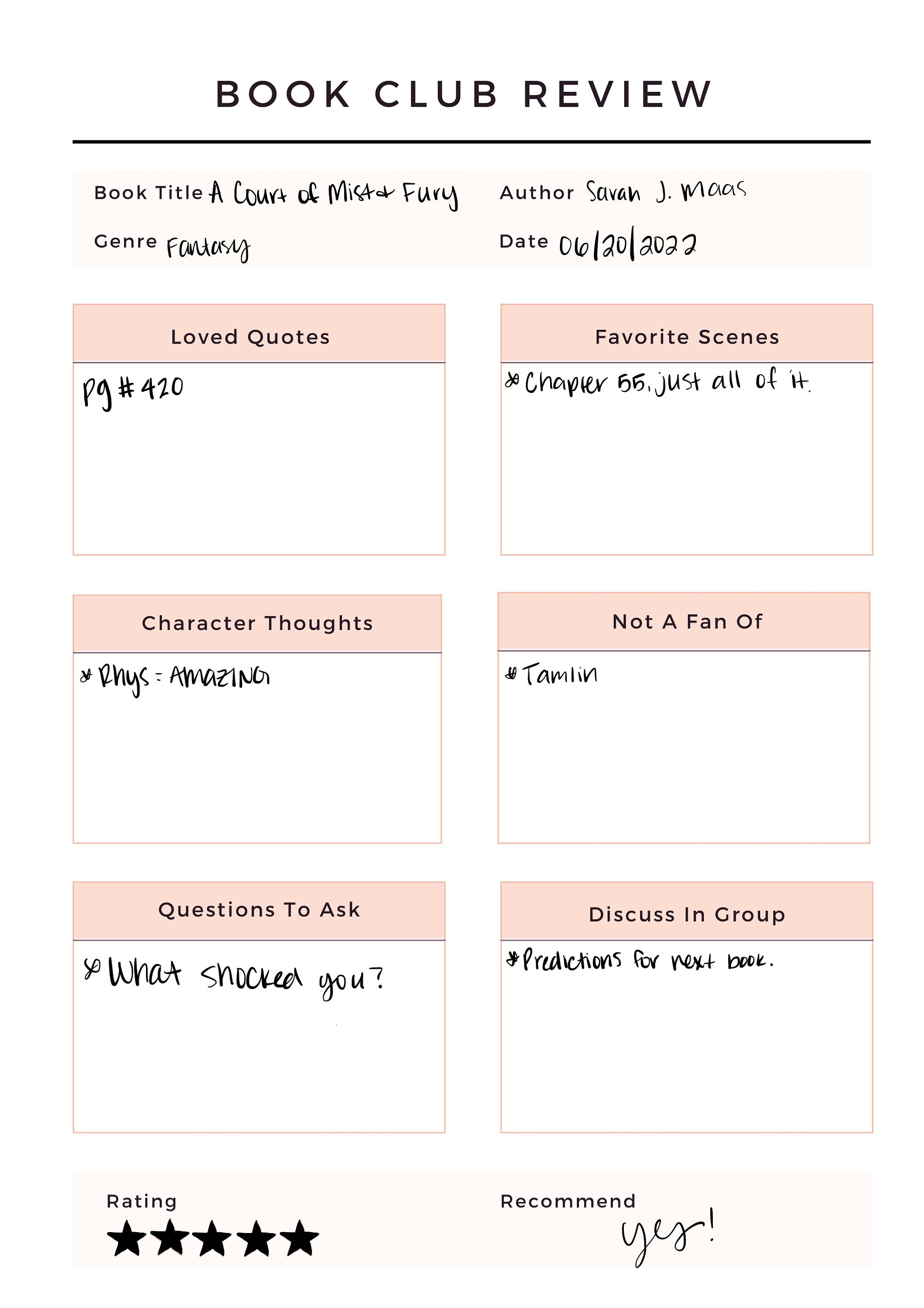 Book Club Review for Members Digital Template, Minimalistic, Printable ...