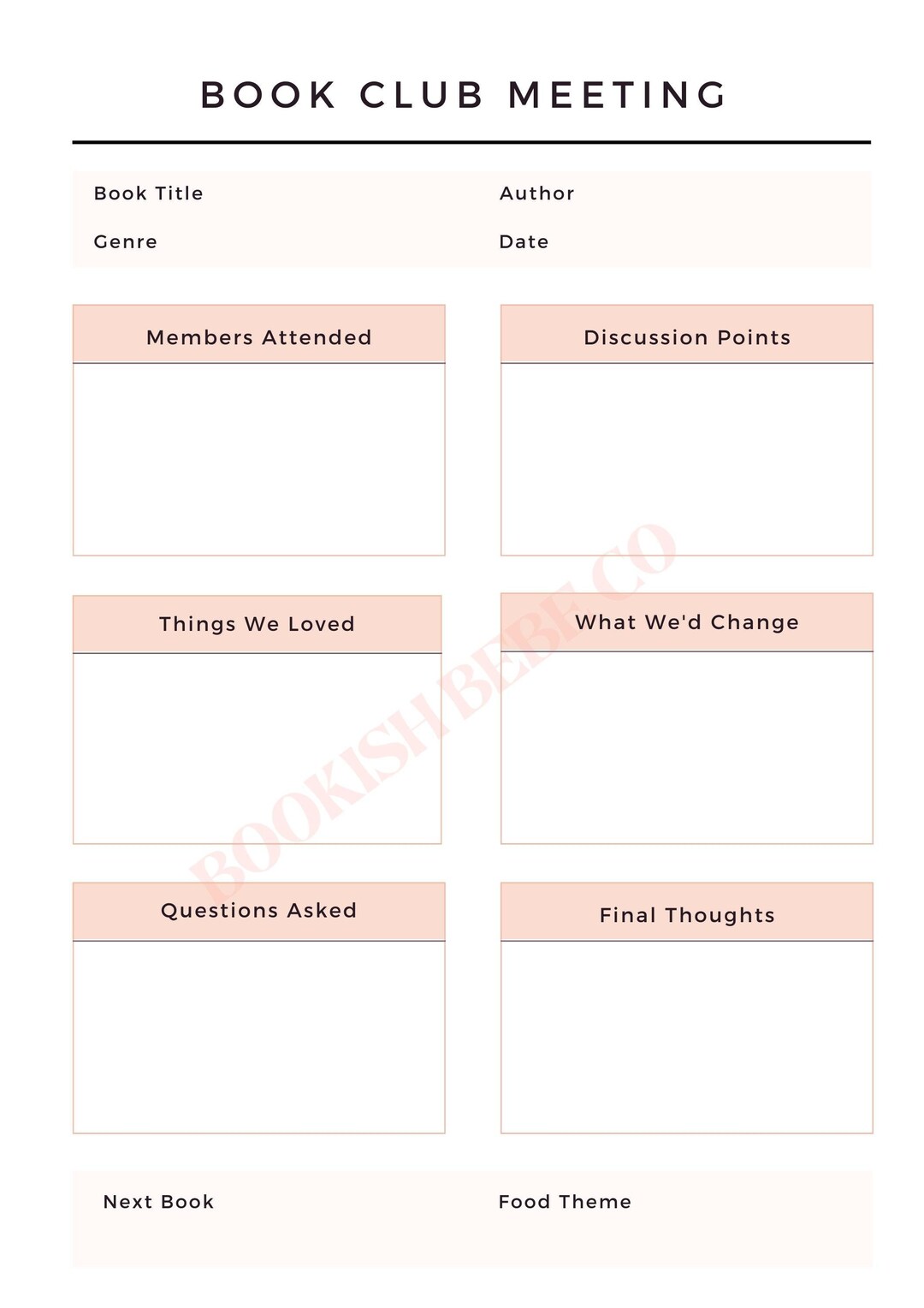 Book Club Bundle Notes Digital Template, Minimalistic, Printable ...