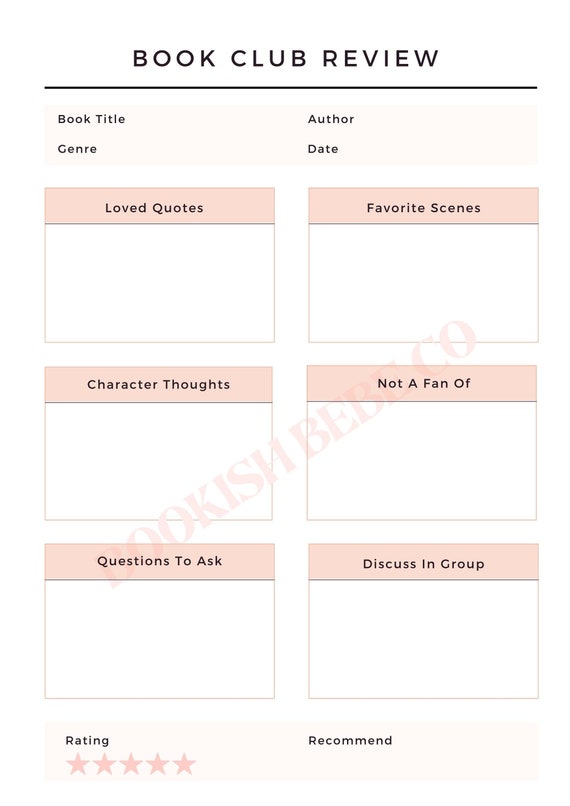 Book Club Review for Members Digital Template Minimalistic - Etsy