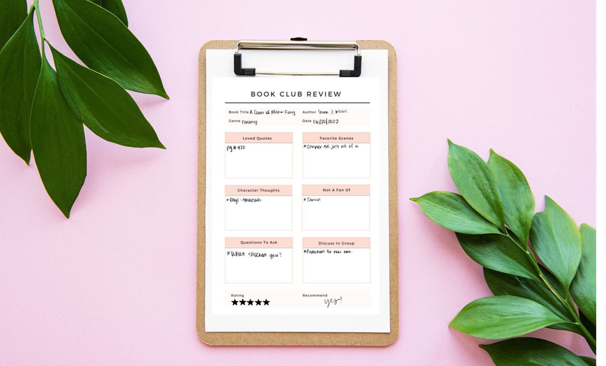 Book Club Review for Members Digital Template, Minimalistic, Printable ...