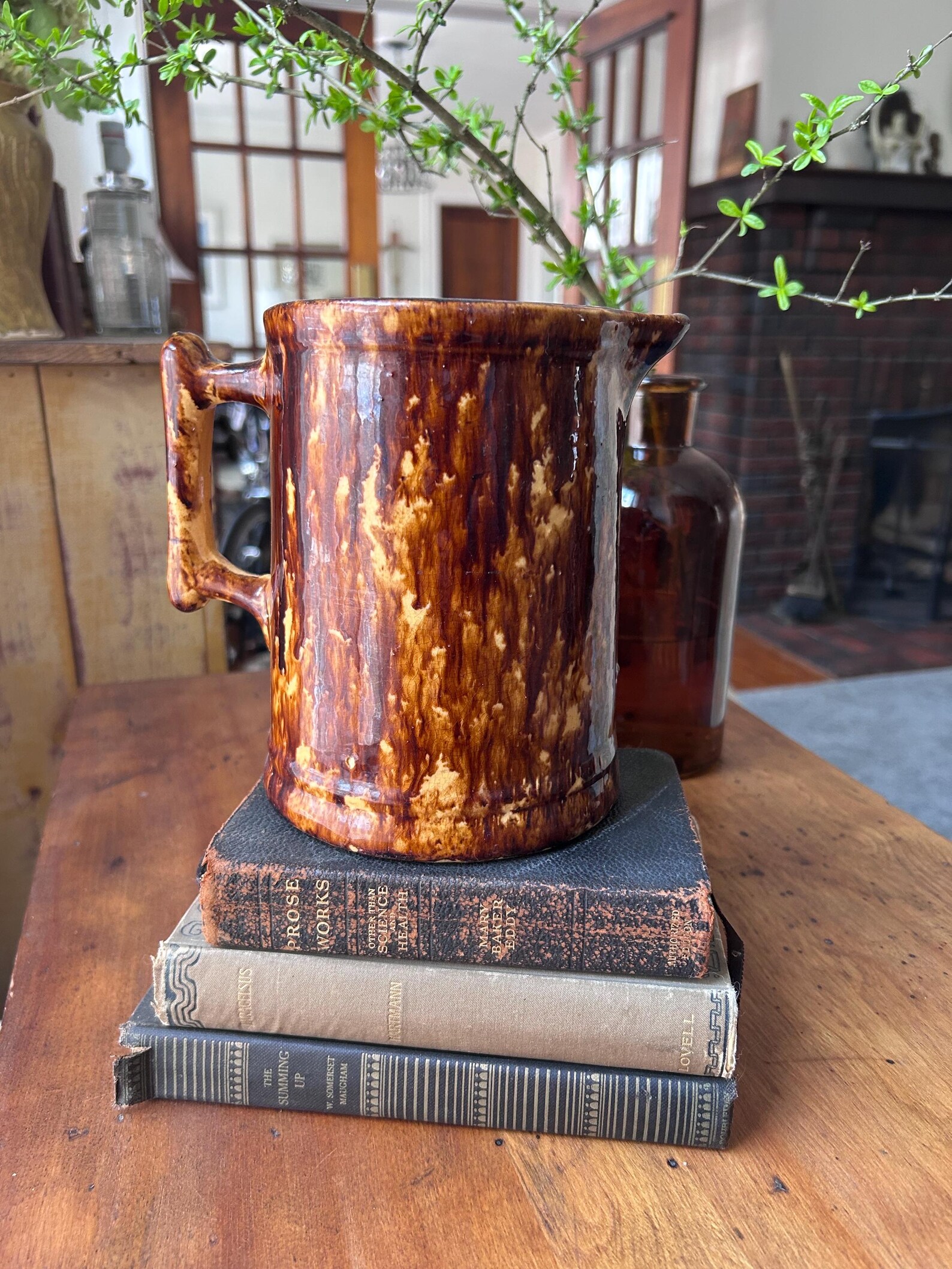 Antique Bennington Oak Leaf Pitcher Brown Drip - Etsy