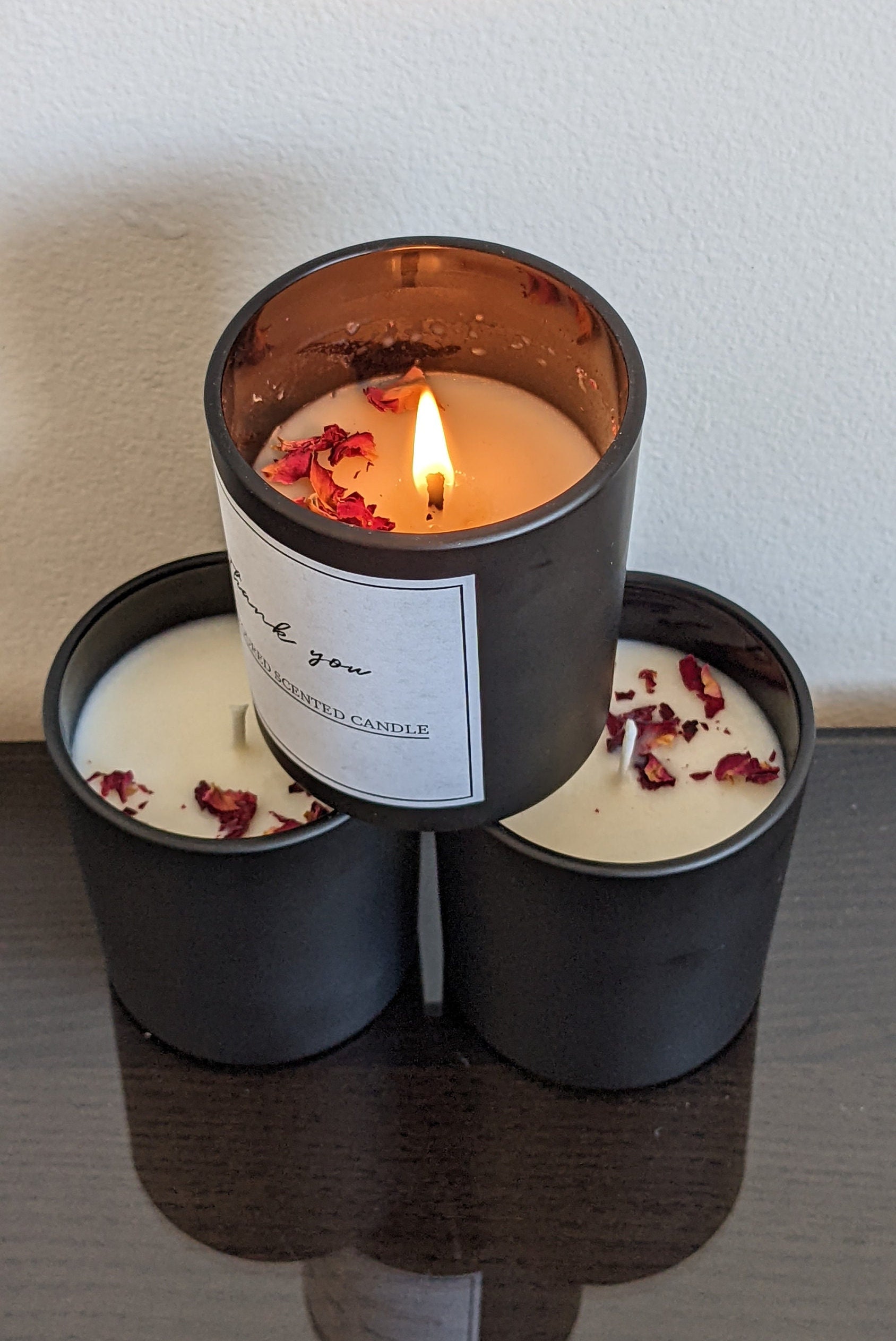 12 Black Candles With Bamboo Lids Soy Candles Bulk Candles - Etsy