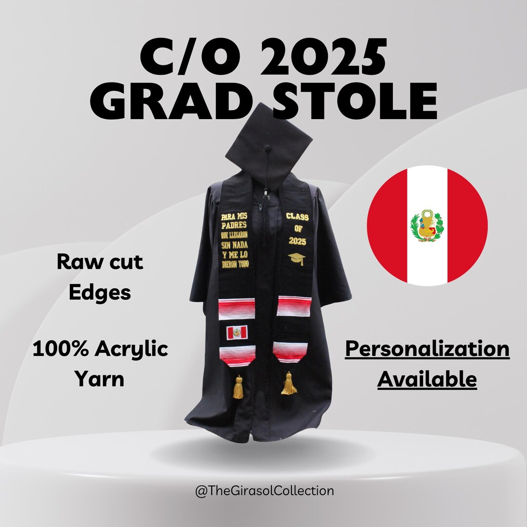 Peru Graduation Stole | Class of 2025 - Etsy
