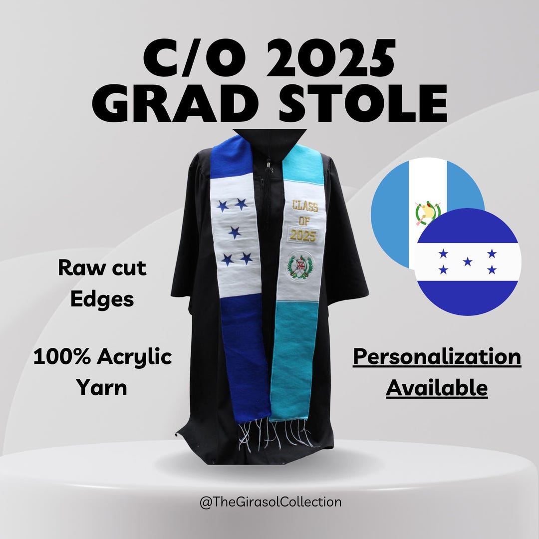 2025 Guatemala/honduras Flag Grad Stole | Class of 2025 Graduation ...