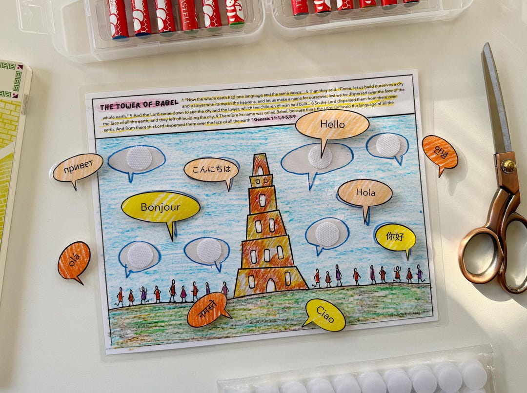 Tower of Babel Activity Printable, Bible Lesson, Sunday School ...