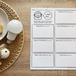 I AM Statements, Bible Verse Activity Worksheet Printable, Sunday ...