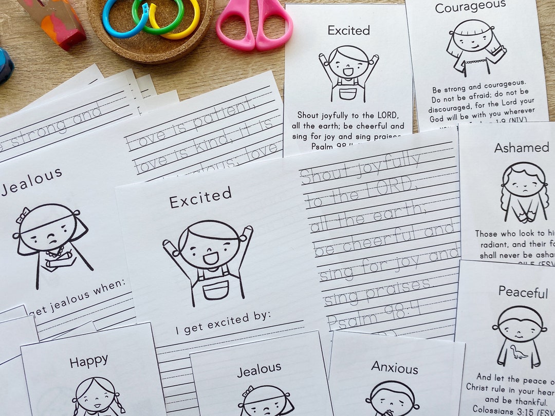 Bible-bundle: My Feelings Copywork and Flash Cards, Bible Tracing Pages ...