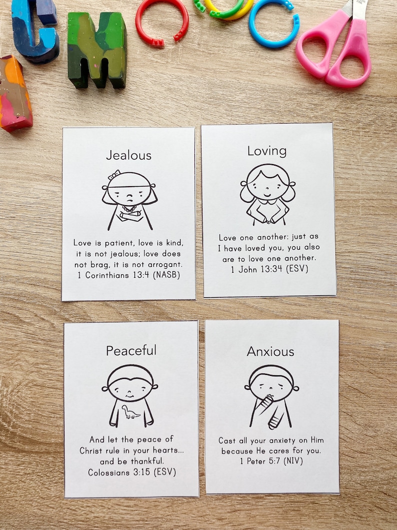 My Feelings Scripture Cards, Bible Flash Cards About Feelings, Memory ...