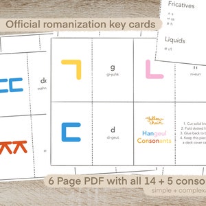 Printable Korean Hangul Alphabet Flashcards, Hangeul Consonants, Kids ...