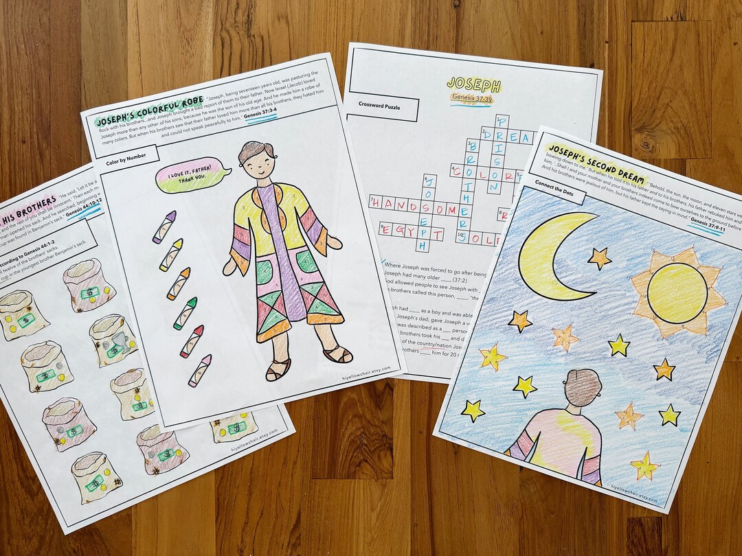 Joseph Bible Activity Pack: Kids Worksheet Bundle (PDF Download) - Etsy