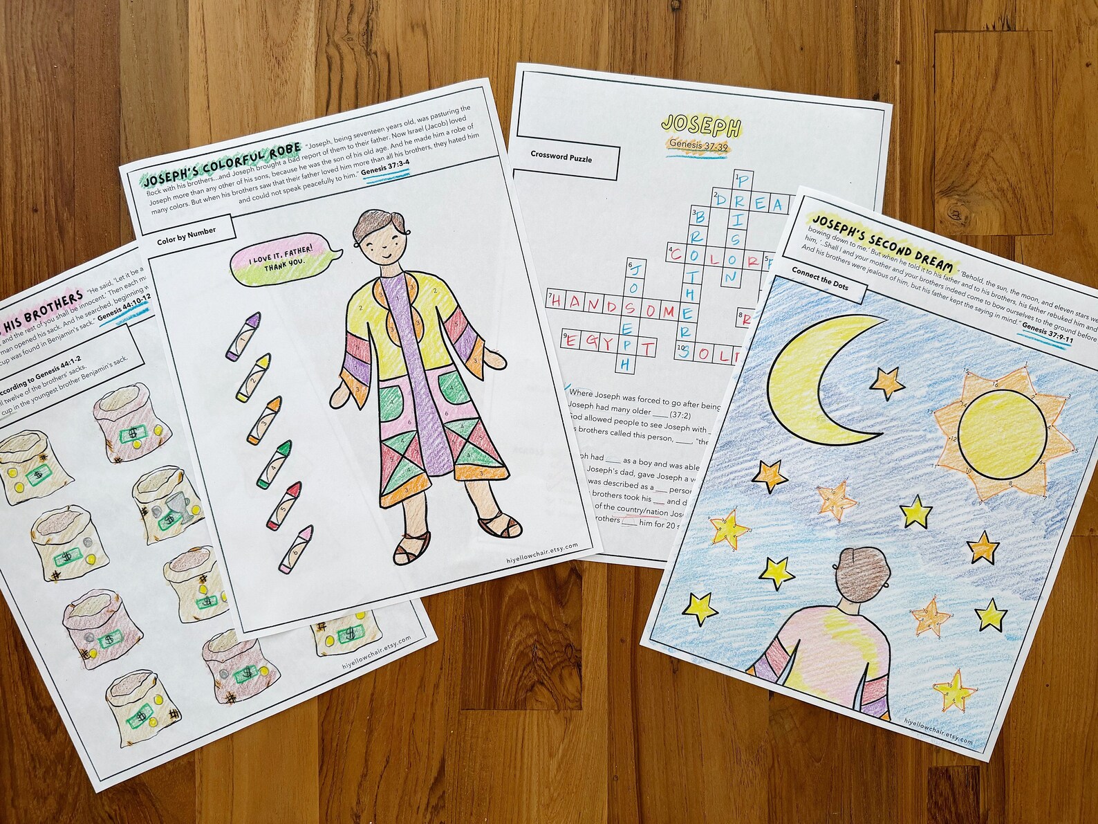Joseph Bible Activity Pack: Kids Worksheet Bundle (PDF Download) - Etsy