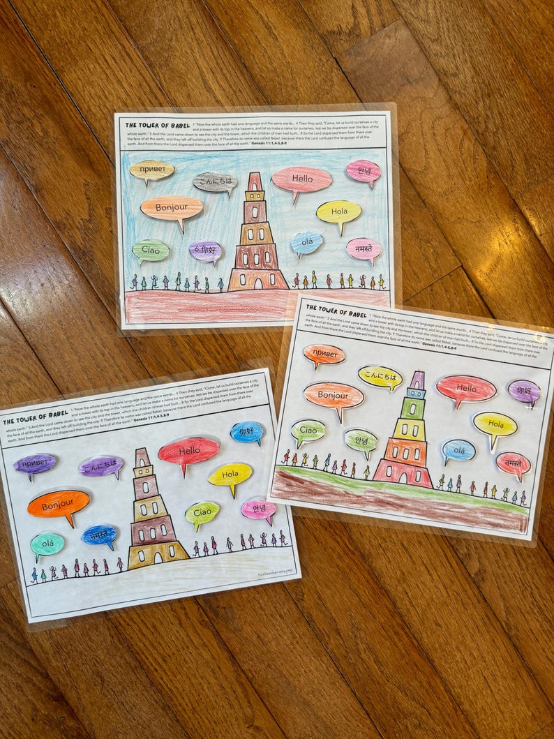 Tower of Babel Activity Printable, Bible Lesson, Sunday School ...