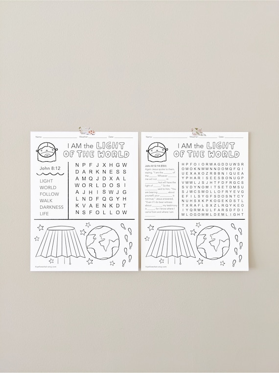 I Am the Light of the World Advanced Bible Wordsearch Who is | Etsy