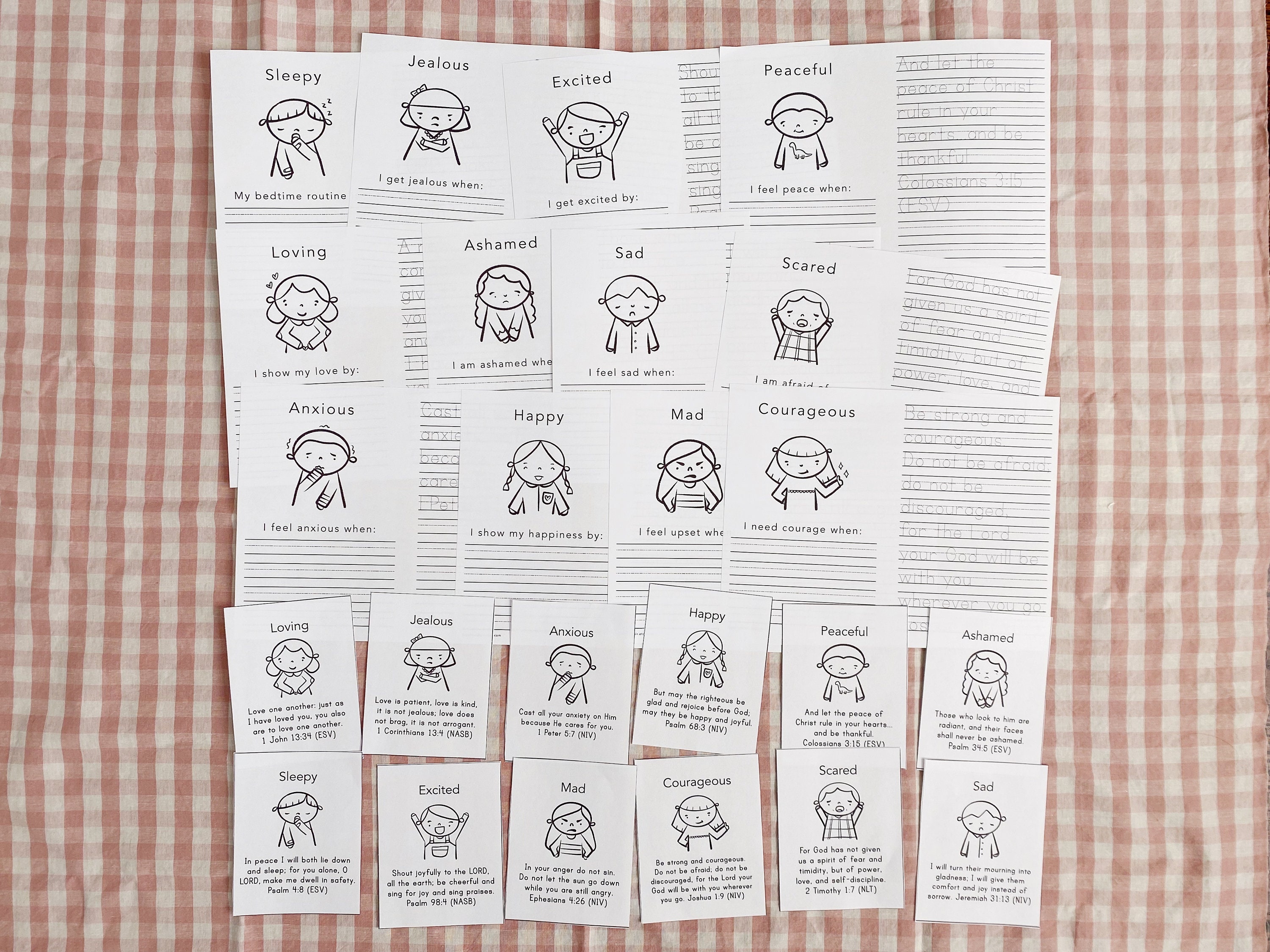 Bible-bundle: My Feelings Copywork and Flash Cards Bible - Etsy