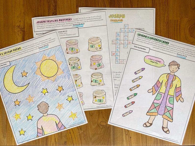 JOSEPH Bible Activity Pack for Kids, Bible Worksheet Bundle, Bible ...