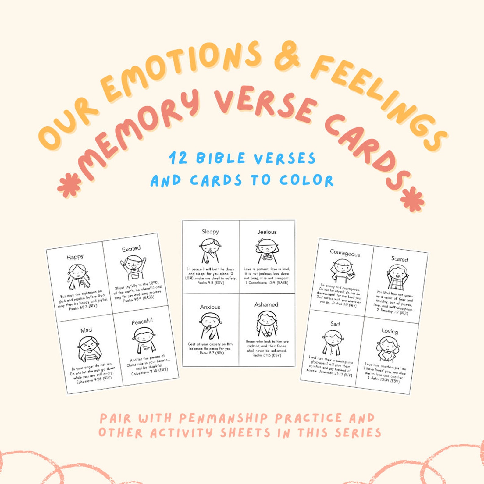 My Feelings Scripture Cards, Bible Flash Cards About Feelings, Memory ...
