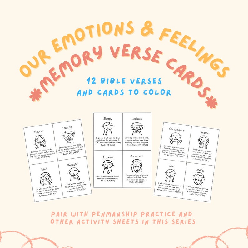 My Feelings Scripture Cards, Bible Flash Cards About Feelings, Memory ...