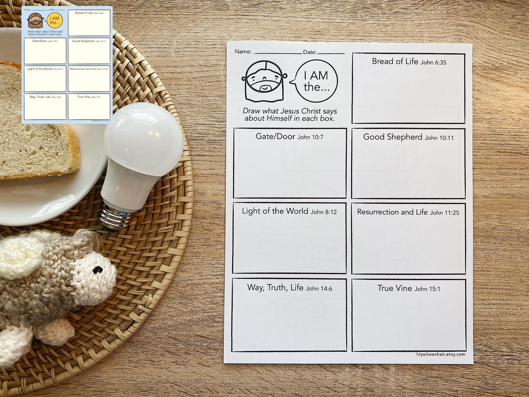 I AM Statements, Bible Verse Activity Worksheet Printable, Sunday ...