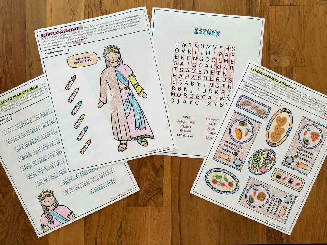 ESTHER | Bible Activity Pack for Kids, Bible Worksheet Bundle, Bible ...