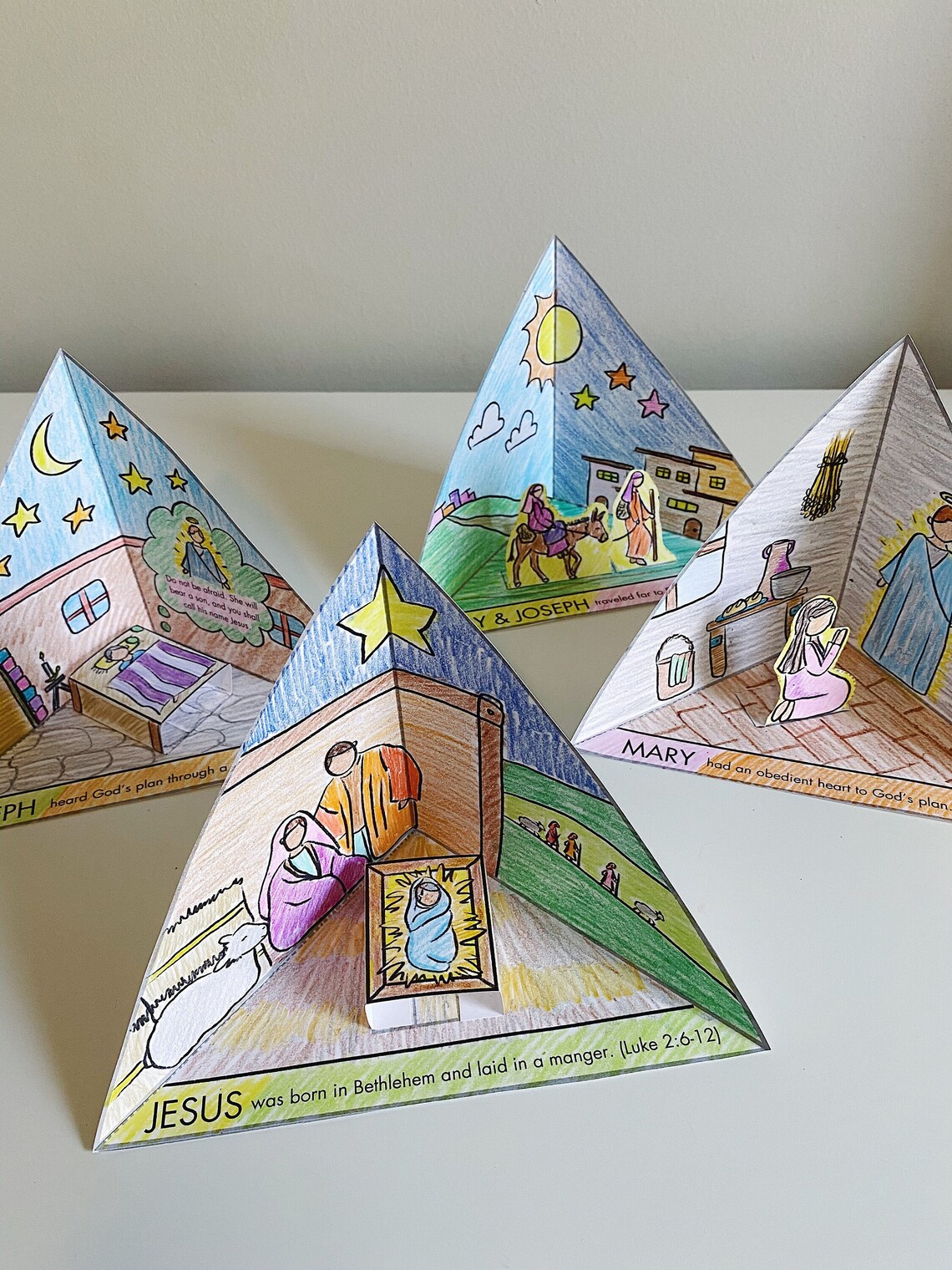 Advent/christmas/nativity 4 Trioramas Bundle - Jesus in a Manger, Mary ...