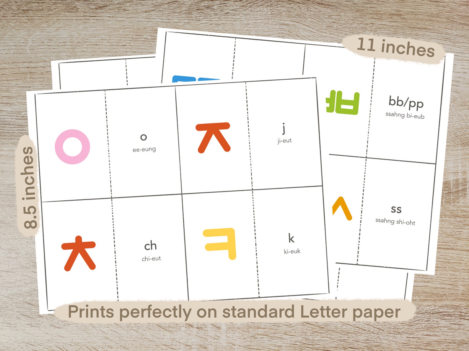 Printable Korean Hangul Alphabet Flashcards Hangeul - Etsy