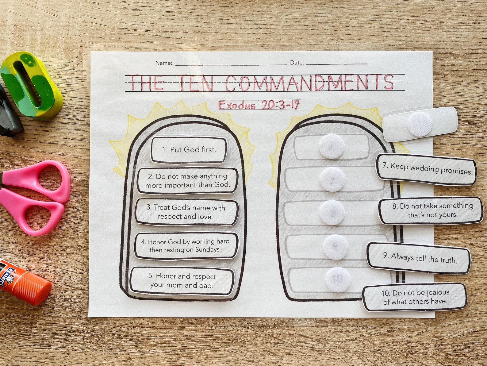 10 Commandments Puzzle Activity Printable Bible Lesson - Etsy