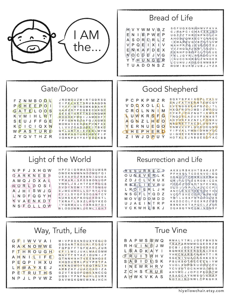 I Am the Bread of Life Easy Bible Wordsearch Teenage Bible - Etsy