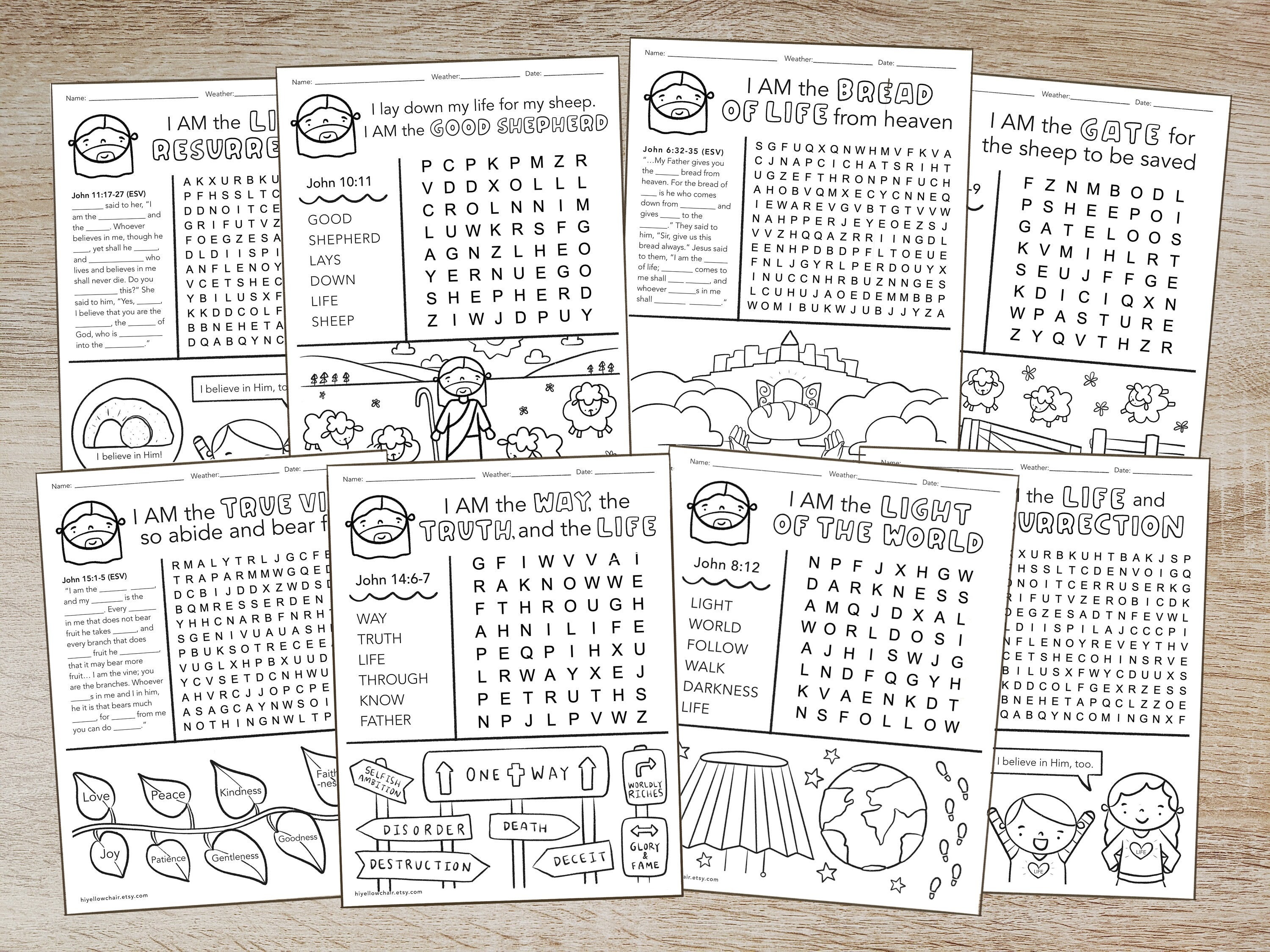 14 Pg Bundle I AM Easy/hard Wordsearches 7 I AM Statements of - Etsy