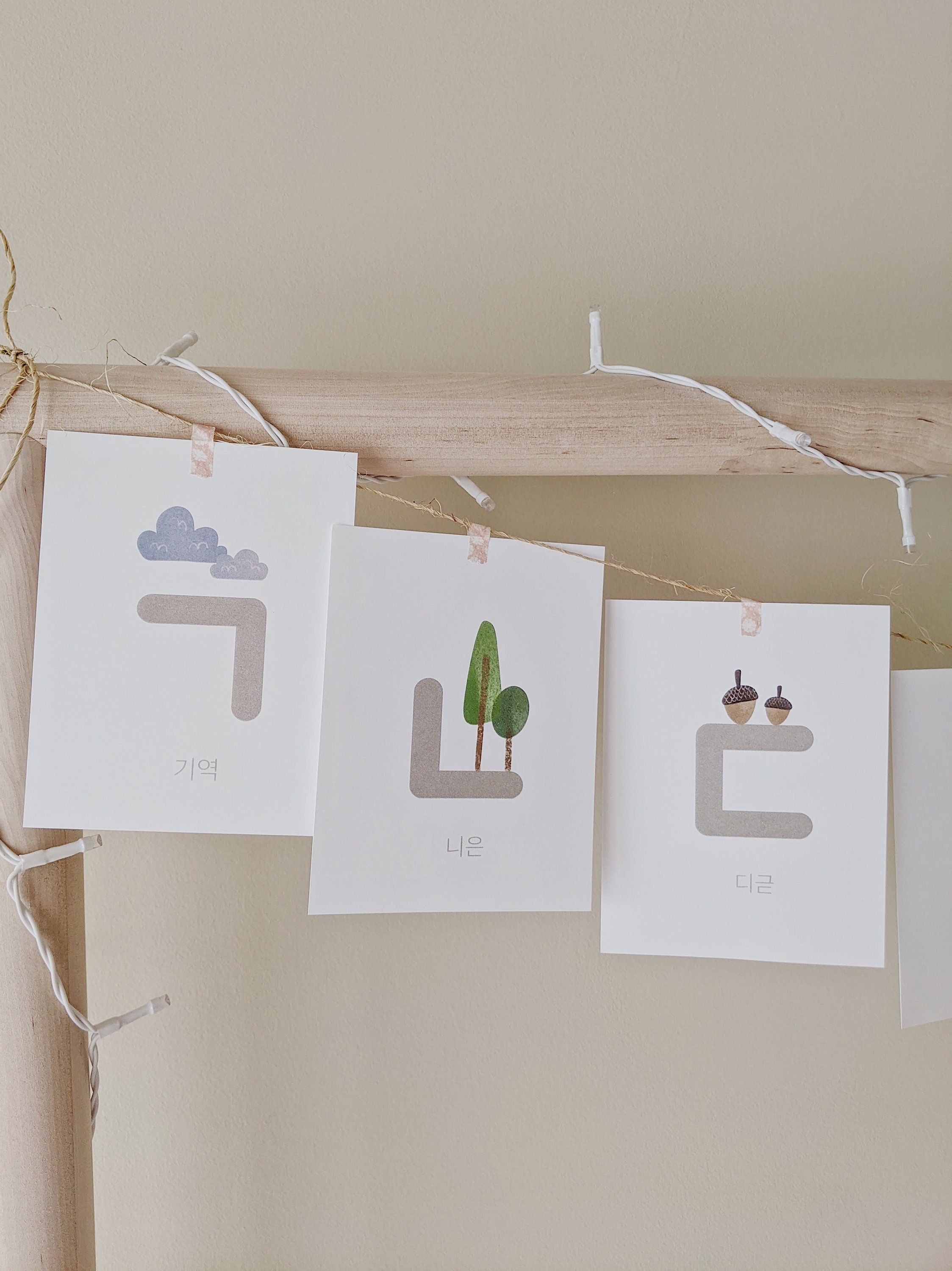 Printable Illustrated Korean Alphabet Flashcards Hangul - Etsy