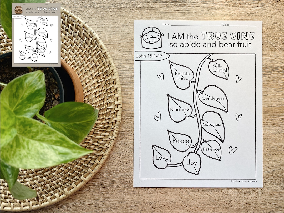 I AM the True Vine, Bible Verse Coloring Sheet Printable, Sunday School ...