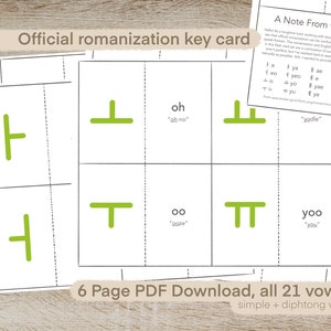 Printable Korean Hangul Alphabet Flashcards, Korean Vowels, Korean ...
