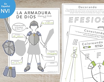 RVR1960 En Español La Armadura De Dios Printable Activity, Bible Game ...