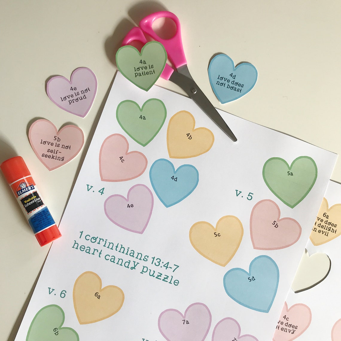 Christian Valentines Puzzle: 1 Corinthians 13 Hearts (digital Download ...