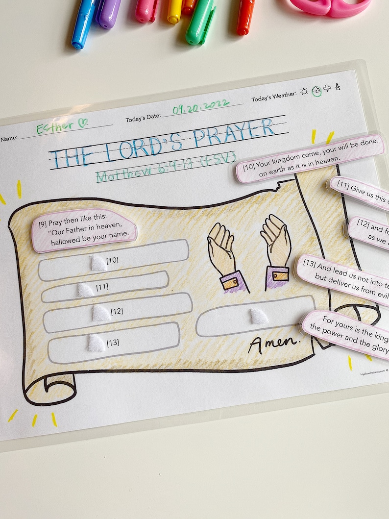 The Lord's Prayer Activity Printable Bible Lesson Sunday - Etsy Canada