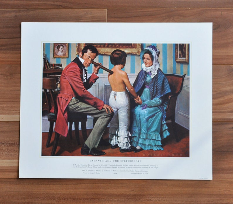 Rene Laennec and the Stethoscope Original Medical Print / Poster 1960s ...