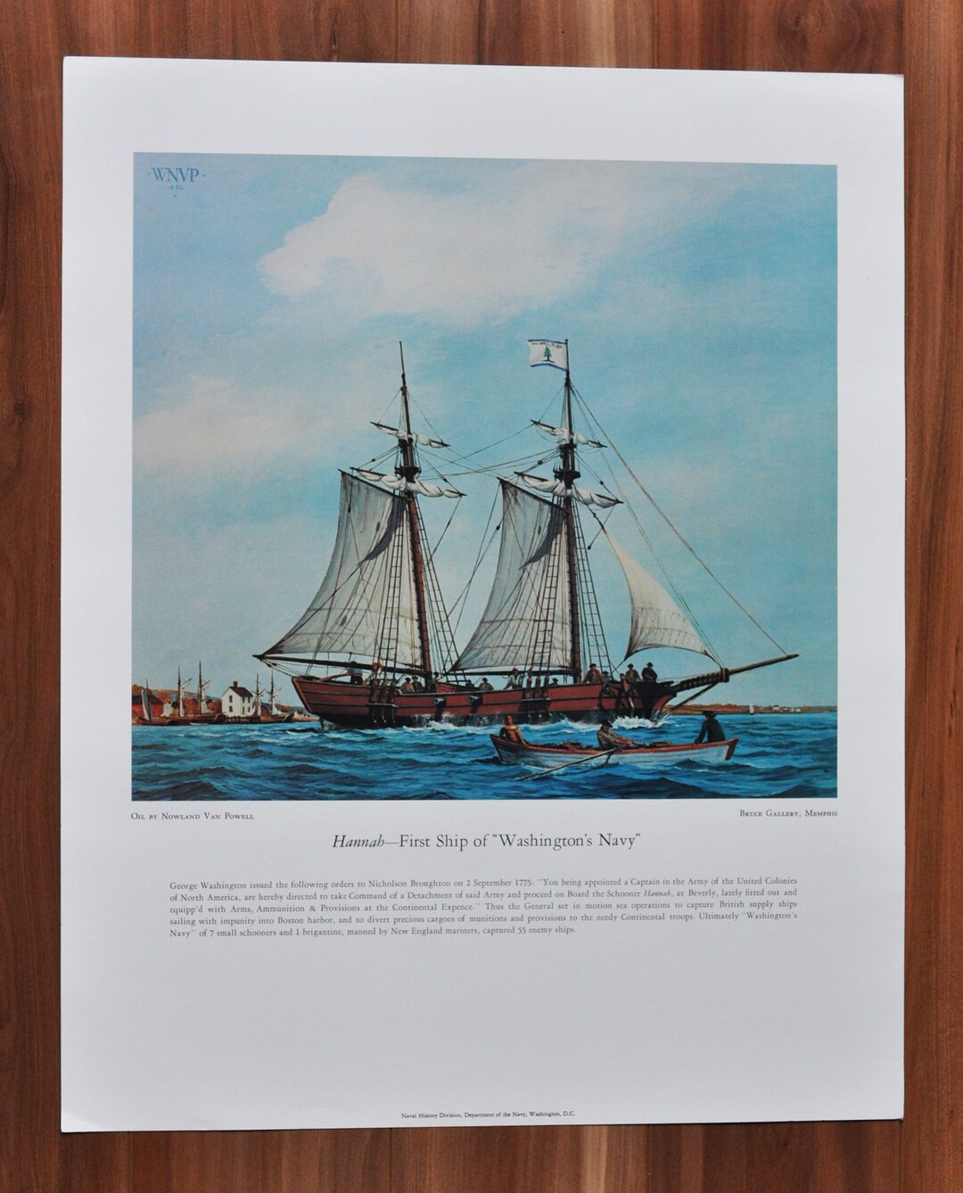 Hannah First Ship of Washington's Navy Original Military Print From ...
