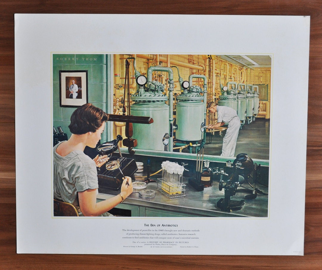 The Era of Antibiotics, Original Medical Print / Poster 1950s (history ...