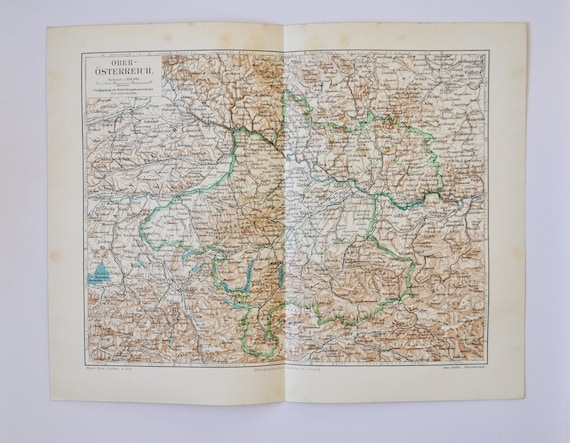 OÖ original antike Landkarte von 1902 Land Stadt Provinz - Etsy
