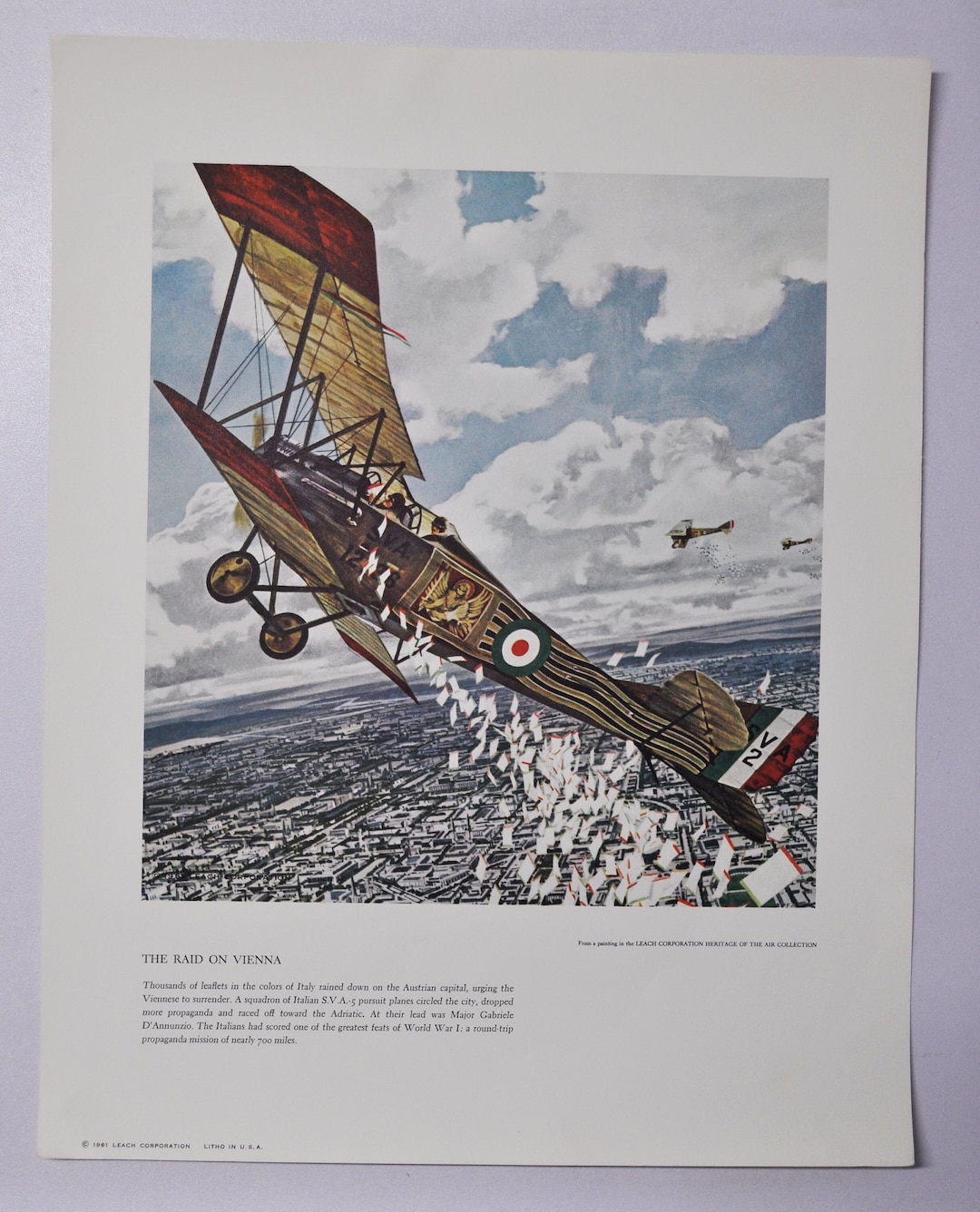 The Raid on Vienna Original Military Print / Litho 1960's ww1 Plane ...