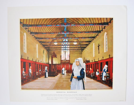 Medieval Hospitals Original Medical Print / Poster history | Etsy